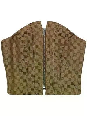 MISBHV Jacquard Monogram Corset Top - Neutrals
