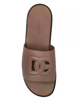 Dolce & Gabbana Dg Logo Leather Slides