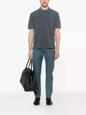 Incotex Logo-patch Tapered Trousers - Blue