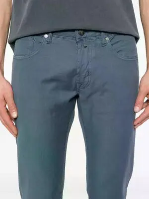 Incotex Logo-patch Tapered Trousers - Blue