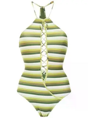 AMIR SLAMA Striped Swimsuit - Green