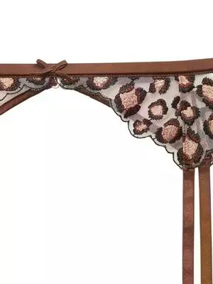 FLEUR DU MAL Leopard-embroidered Garter Belt
