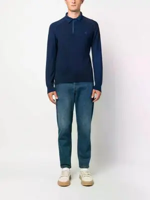 Etro Logo-embroidered Knitted Polo Shirt - Blue