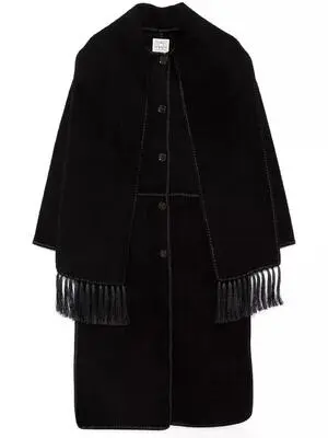 TOTEME Embroidered Scarf Coat - Black
