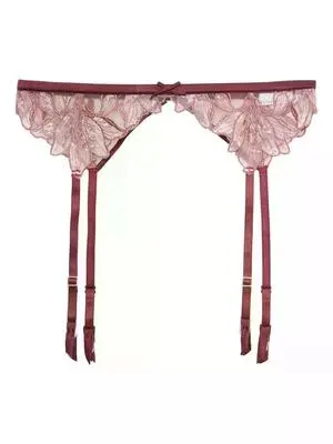 FLEUR DU MAL Lace-embroidered Garter - Pink