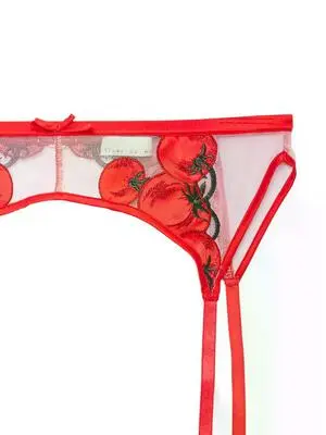 FLEUR DU MAL Pomodoro Embroidered Garter Belt - Red