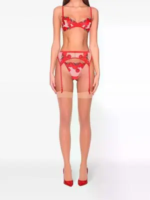 FLEUR DU MAL Pomodoro Embroidered Garter Belt
