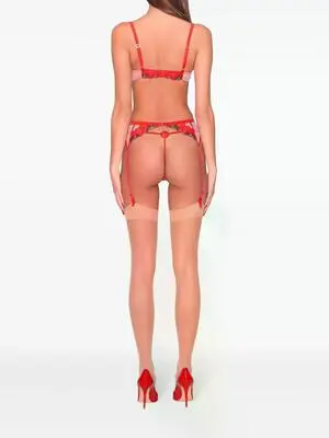 FLEUR DU MAL Pomodoro Embroidered Garter Belt