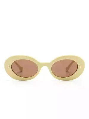 Nanushka Giva Oval-frame Sunglasses - Yellow