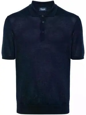 DRUMOHR Cotton-linen Knit Polo Shirt