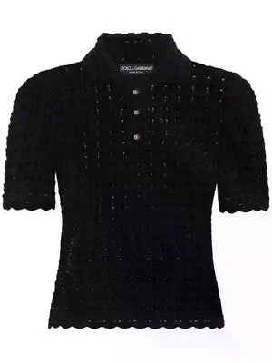 Dolce & Gabbana Open-knit Polo Shirt
