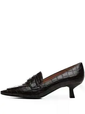 POCHE PARIS Croc-effect Leather Pumps - Brown