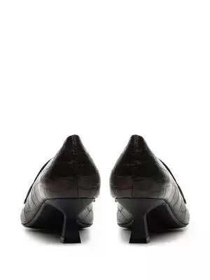 POCHE PARIS Croc-effect Leather Pumps - Brown