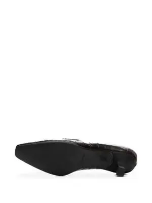 POCHE PARIS Croc-effect Leather Pumps - Brown