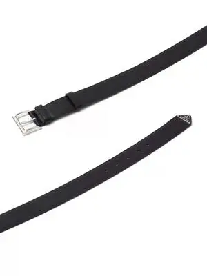 Prada Leather Belt With Triangle Logo - Black