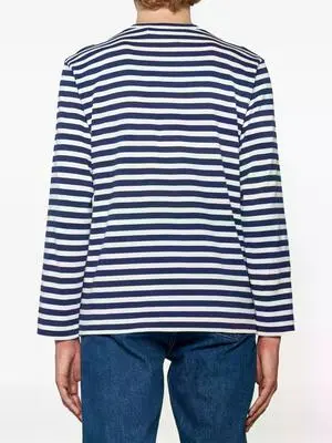 Play Comme Des Garcon Heart-patch Striped Cotton T-shirt - Blue