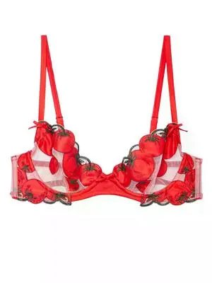 FLEUR DU MAL Pomodoro Embroidered Demi Bra