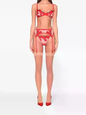 FLEUR DU MAL Pomodoro Embroidered Demi Bra