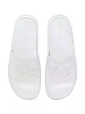 Dolce & Gabbana Logo-embossed Open-toe Slides - White