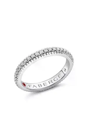 Faberge 18kt White Gold Colours Of Love Diamond And Ruby Eternity Ring - Silver