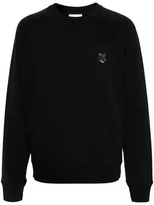 Maison Kitsuné Fox-patch Cotton Sweatshirt - Black