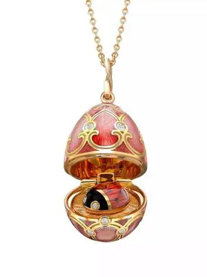 Faberge 18kt Yellow Gold, Diamond And Enamel Ladybird Surprise Locket Necklace - Red