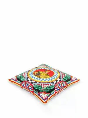 Dolce & Gabbana Medium Carretto-print Square Velvet Cushion