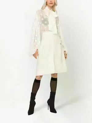 Dolce & Gabbana Logo-jacquard Pussy-bow Blouse