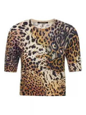 Roberto Cavalli Leopard-print T-shirt - Brown