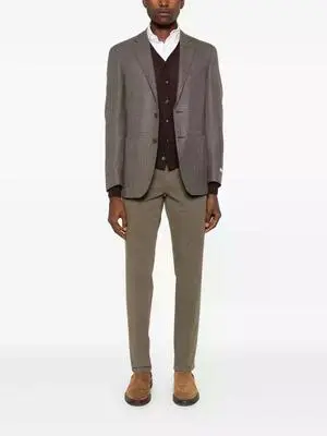 Canali Kei Wool Interlock Blazer - Brown