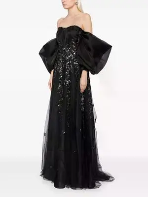 SAIID KOBEISY Bead-embellished Organza Gown