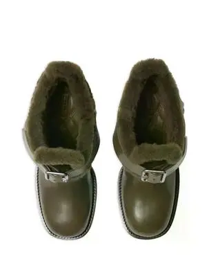 Burberry Buckled Leather Biker Boots