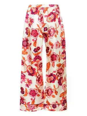 La DoubleJ Floral-print Pajama Trousers - Neutrals