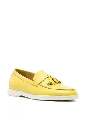 SCAROSSO Leandra Leather Loafers - Green