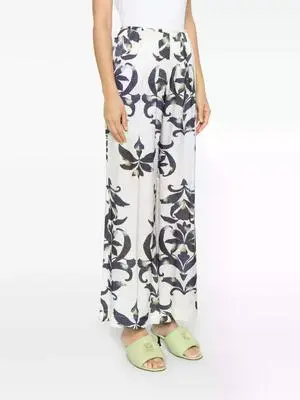 FORTE_FORTE Geometric-print Trousers - White
