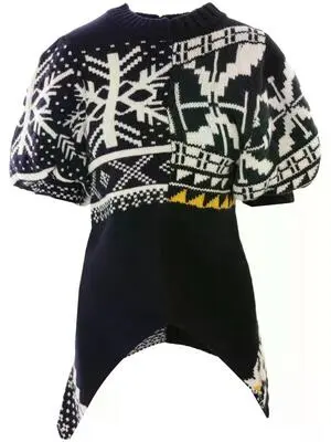 Sacai Patchwork Short-sleeve Sweater