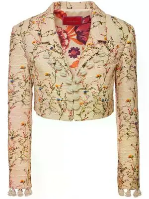 La DoubleJ Torero Embroidered Cropped Jacket - Neutrals