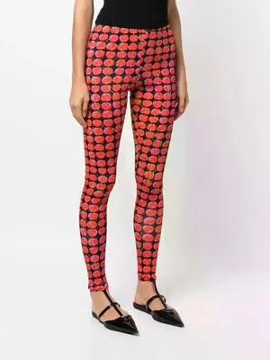 La DoubleJ Cherry-print Mid-rise Leggings - Black
