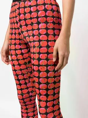 La DoubleJ Cherry-print Mid-rise Leggings - Black