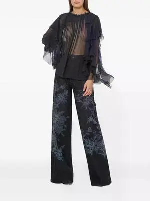 Alberta Ferretti Ruffle-detail Silk Blouse - Blue