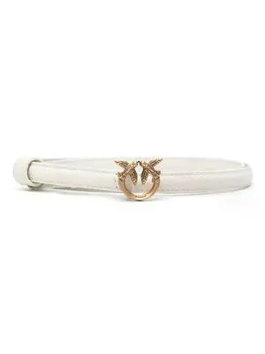 Pinko Logo-buckle Leather Belt - White