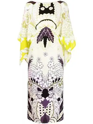Valentino Garavani Tropical Word Arazzo Kaftan Dress - White