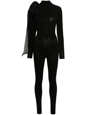 ATU BODY COUTURE Ruched Draped Jumpsuit - Black