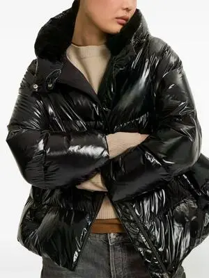 YVES SALOMON Duck-down Padded Jacket With Lambskin Trim