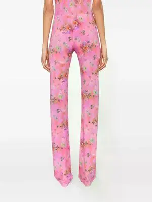 MARGHERITA MACCAPANI Jaz Floral-print Flared Trousers - Pink