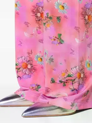 MARGHERITA MACCAPANI Jaz Floral-print Flared Trousers - Pink