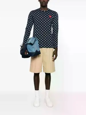 Play Comme Des Garcon Polka-dot Cotton T-shirt - Blue