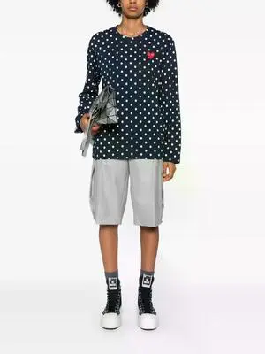 Play Comme Des Garcon Polka-dot Cotton T-shirt - Blue