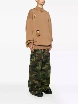 Vetements Distressed Wool Crew Neck Sweater