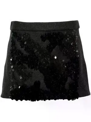 Plan C Sequined Mélange-effect Mini Skirt